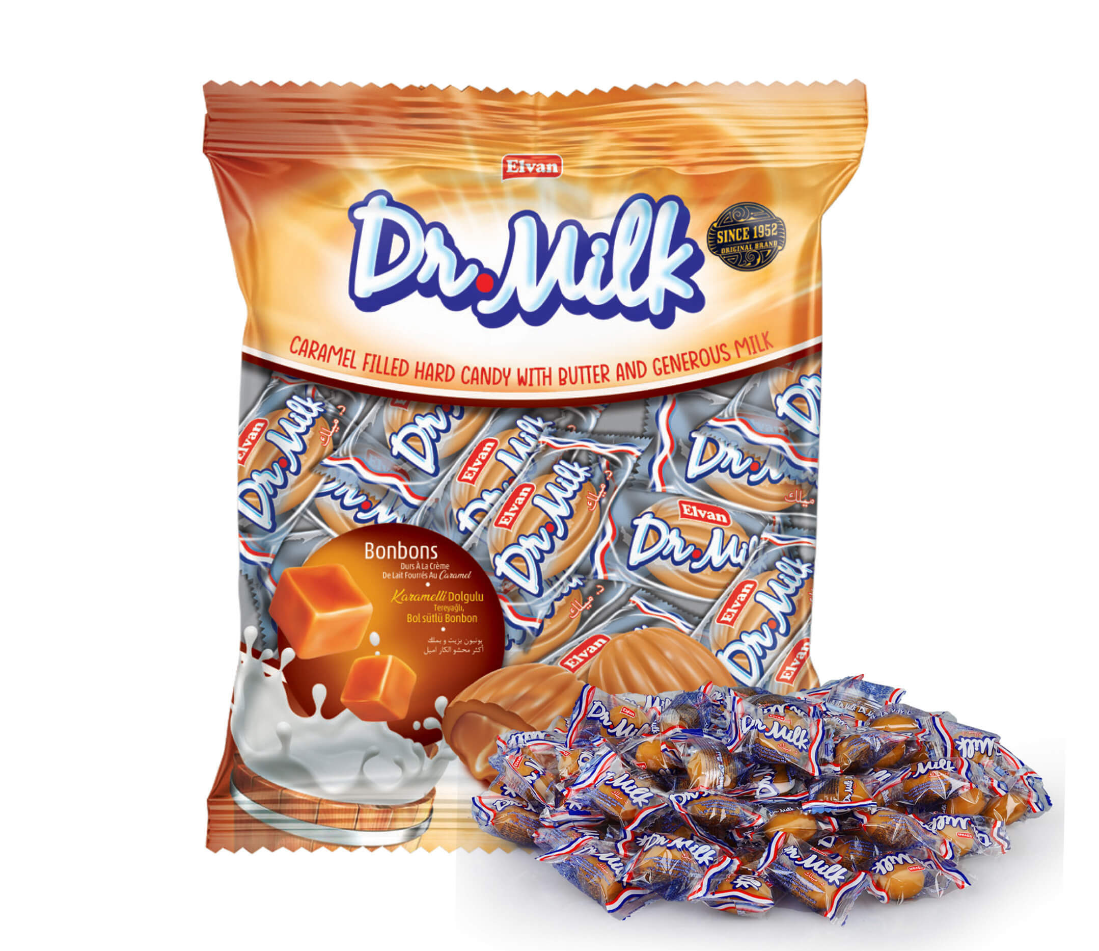 Dr. Milk Karamelli Şeker 1000 Gr. (1 Poşet) Sert Şeker Elvan