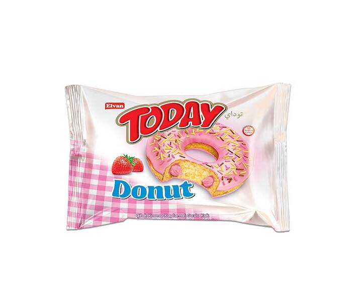 Today Donut Kek Çilekli 35 Gr. 24 Adet (1 Kutu) Today Elvan